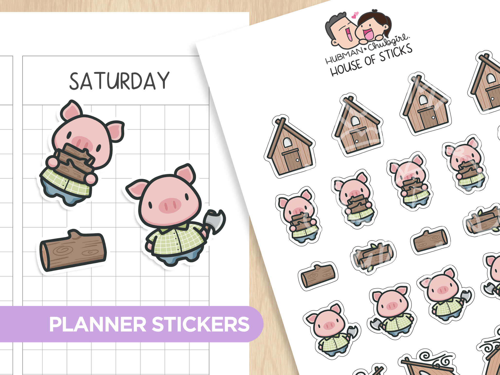 House of Sticks Planner Stickers – Hubman and Chubgirl