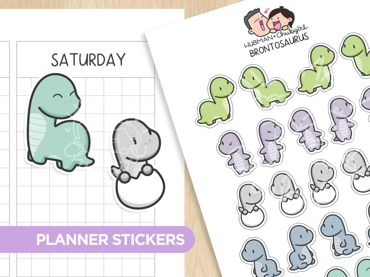 Brontosaurus Planner Stickers – Hubman and Chubgirl