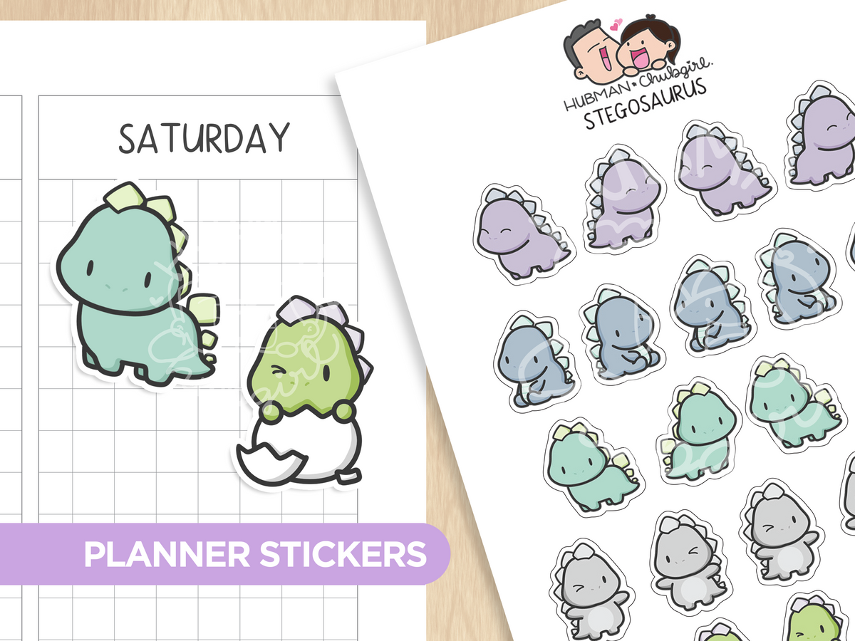 Stegosaurus Planner Stickers – Hubman and Chubgirl