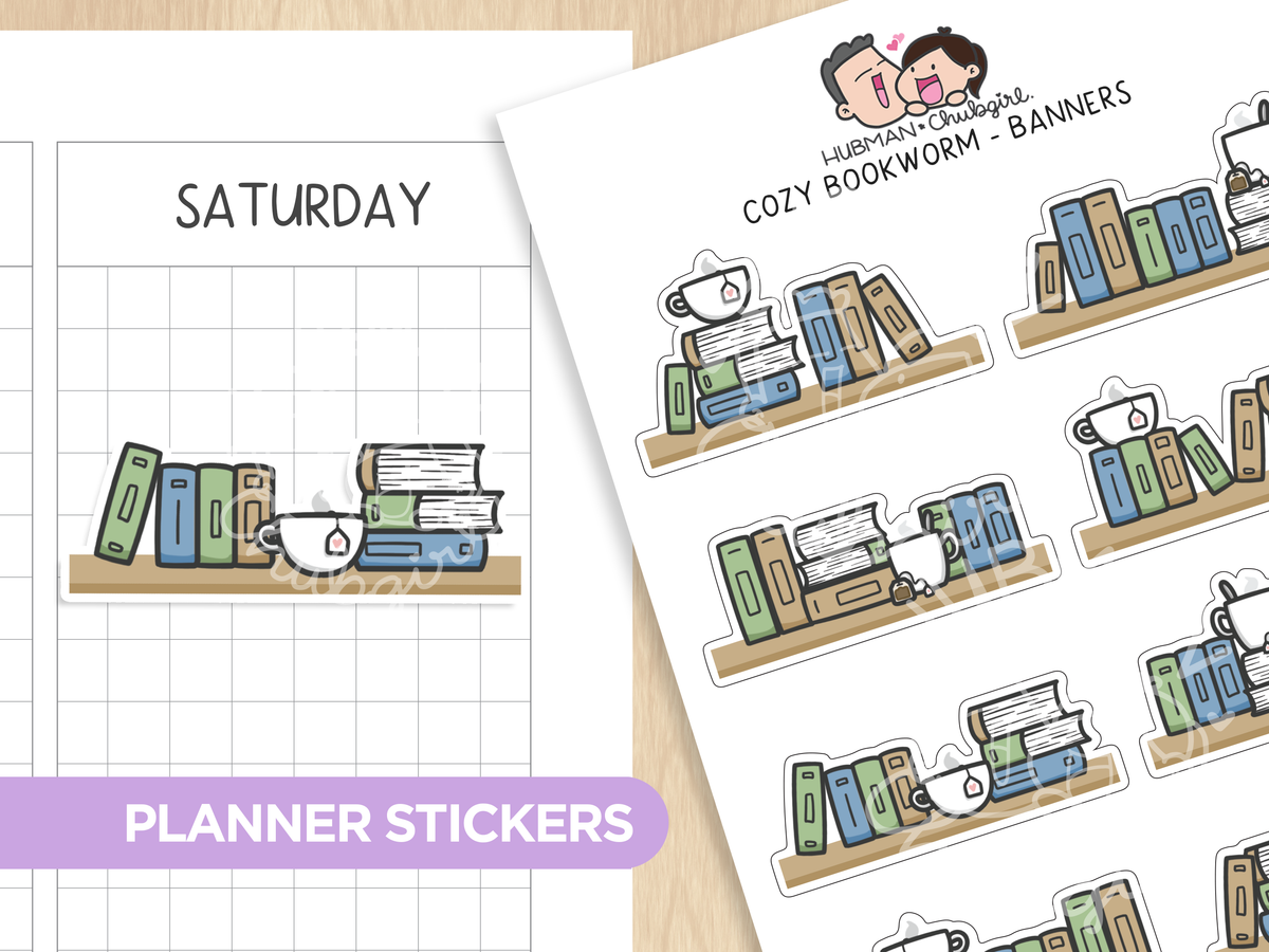 Cozy Bookworm - Banners Planner Stickers – Hubman and Chubgirl