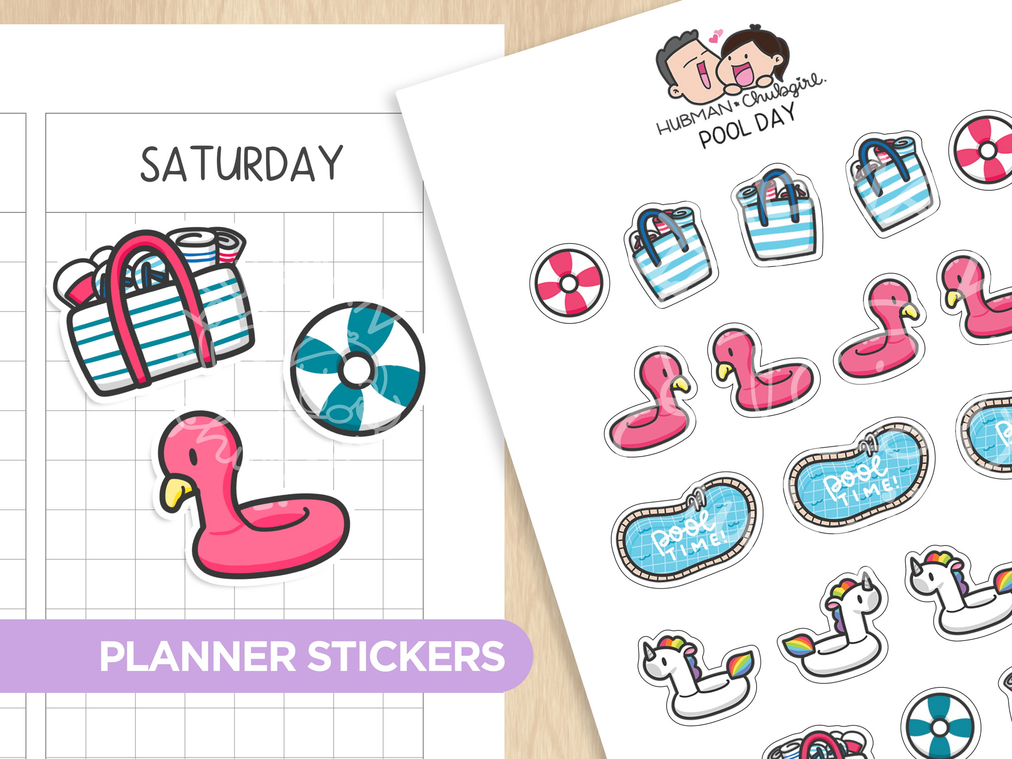 Pool Party Sticker Set – Hubman and Chubgirl