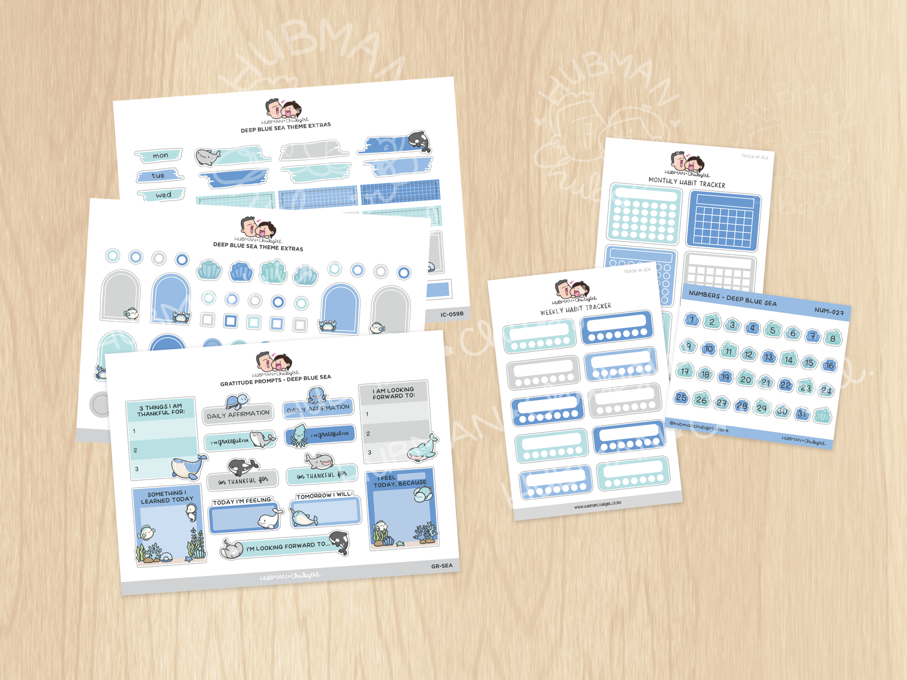 Deep Blue Sea Journaling Extras Sticker Set – Hubman and Chubgirl