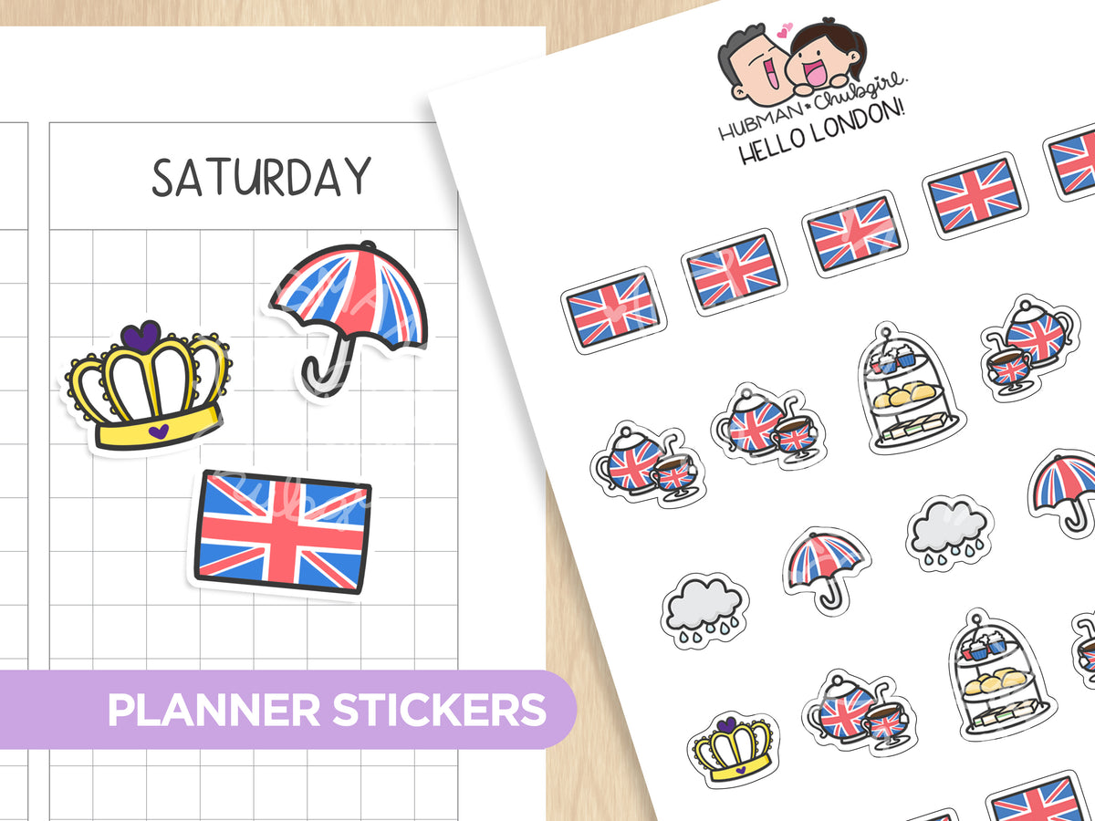 Hello London Planner Stickers – Hubman and Chubgirl