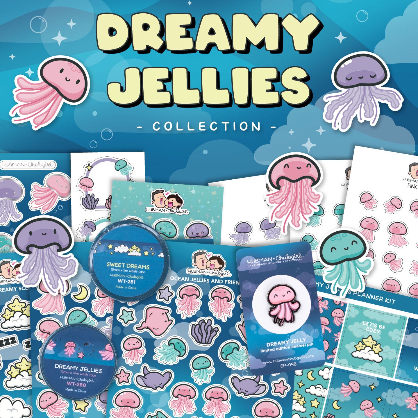 Ocean Jellies and Friends Sticker Sheet – Hubman and Chubgirl