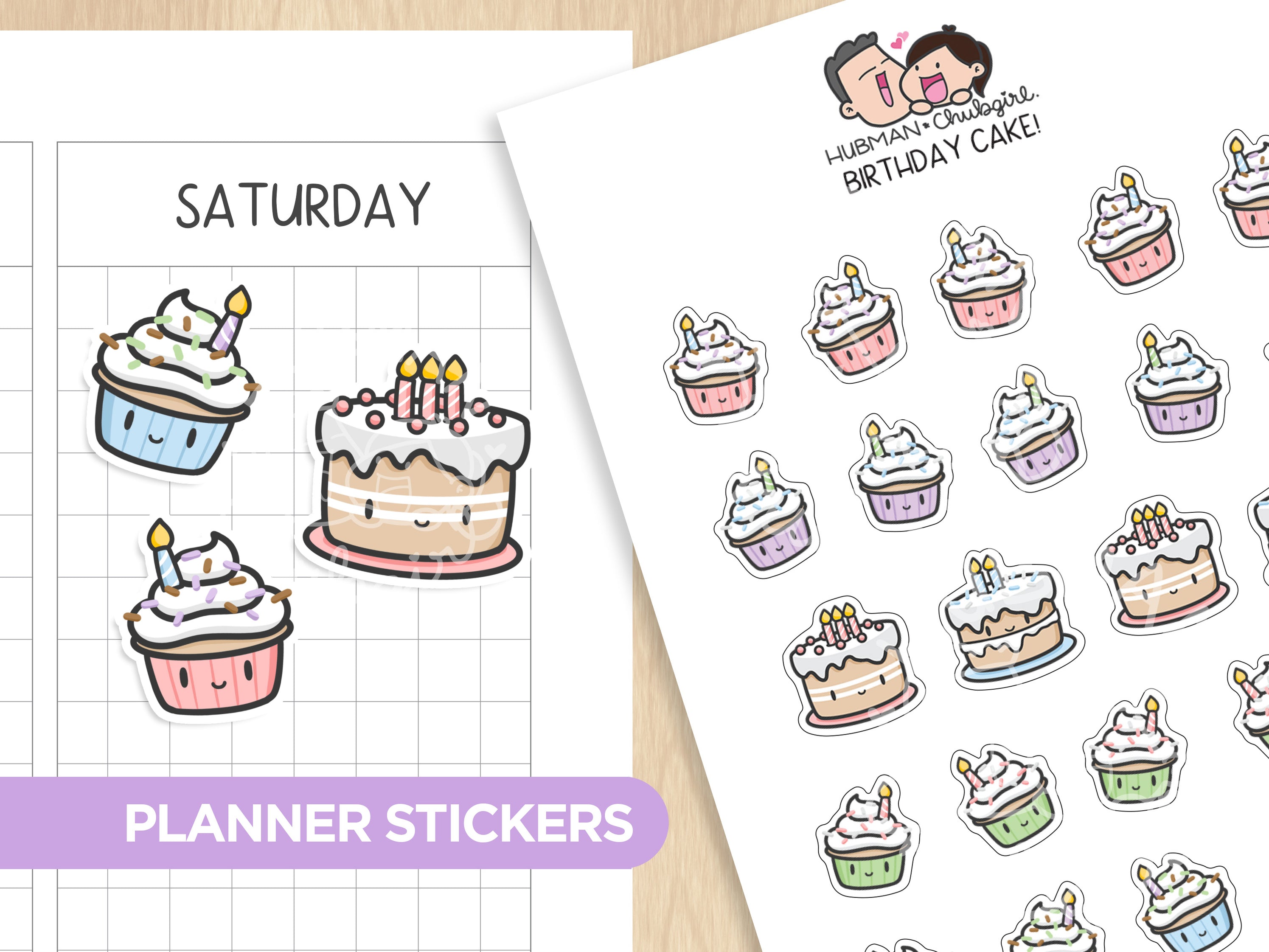 Birthday Cake! Planner Stickers – Hubman and Chubgirl
