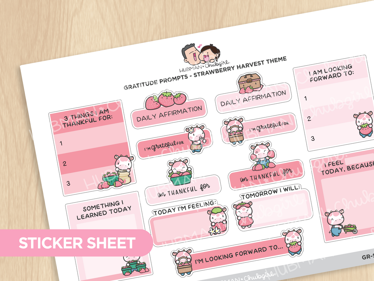 Sticker Sheet - Gratitude Prompts Strawberry Harvest Theme – Hubman and ...
