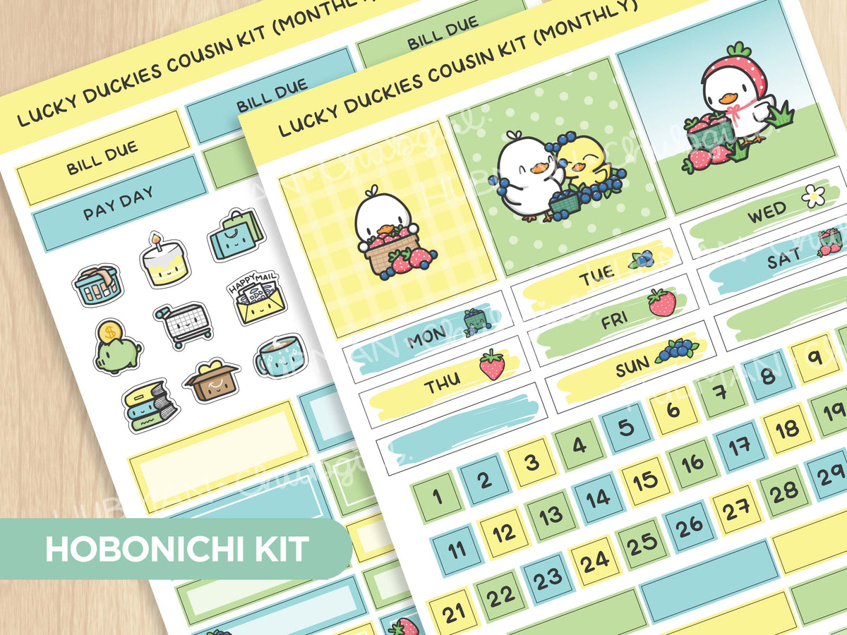Lucky Duckies Theme Hobonichi Cousin Monthly Kit (Set of 2) – Hubman and Chubgirl