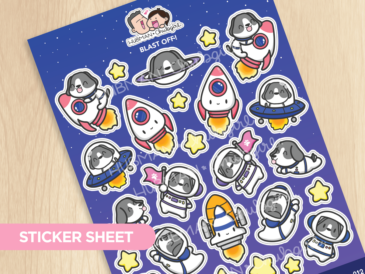 Blast Off! Sticker Sheet – Hubman and Chubgirl