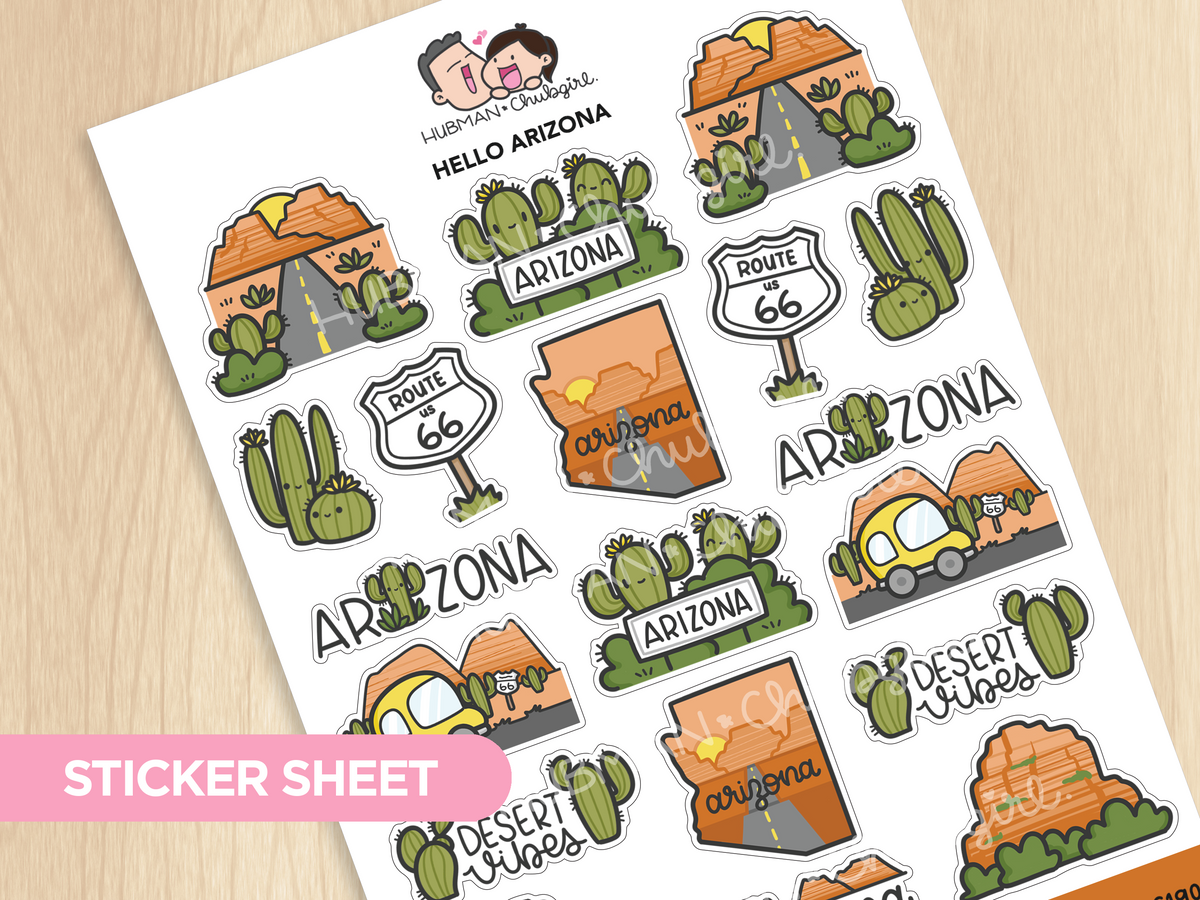 Hello Arizona Sticker Sheet – Hubman and Chubgirl