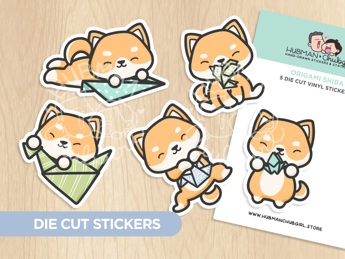 Origami Die Cut Stickers (Set of 5) – Hubman and Chubgirl