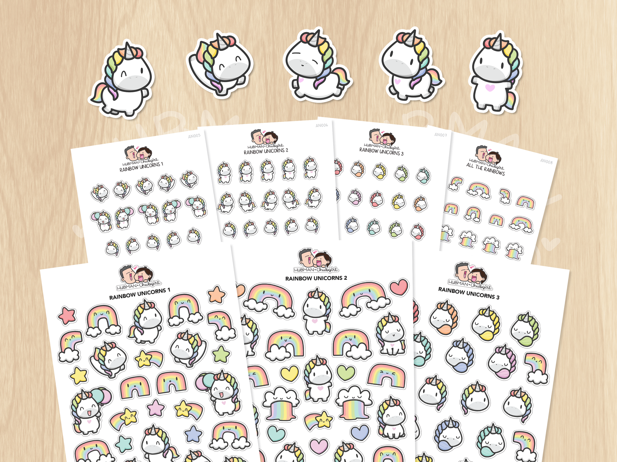 Rainbow Unicorns Sticker Set – Hubman and Chubgirl