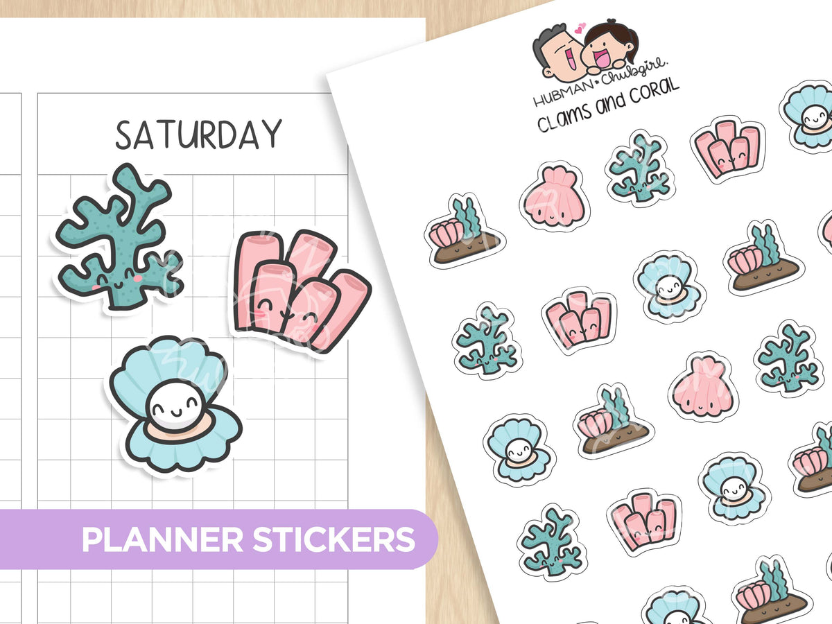 Clams and Coral Planner Stickers – Hubman and Chubgirl