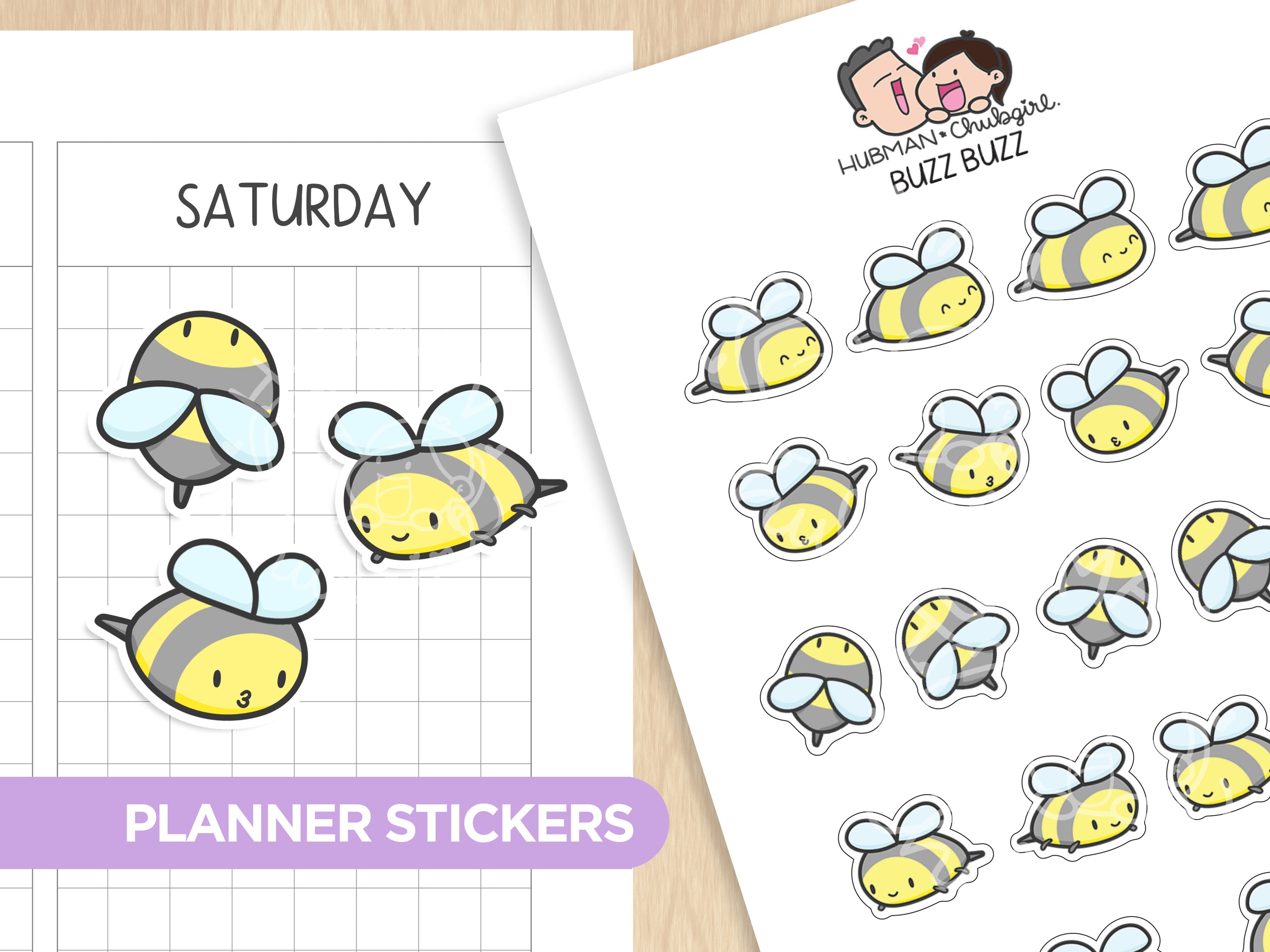 Buzz buzz Planner Stickers – Hubman and Chubgirl