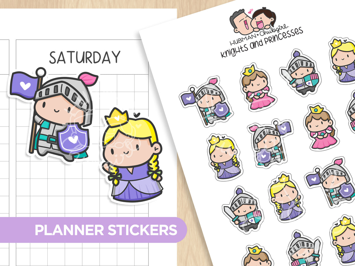 Knights & Princesses Planner Stickers – Hubman and Chubgirl