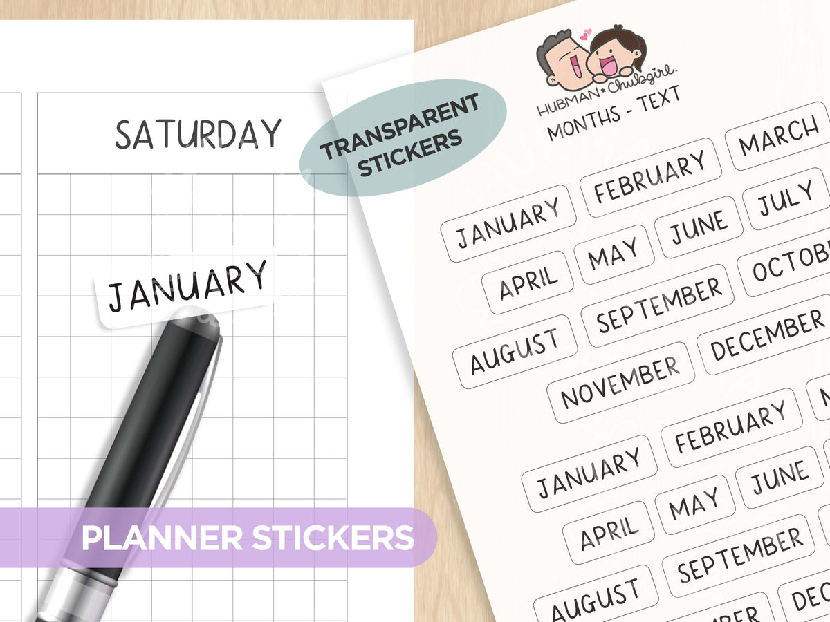 Months Text Planner Stickers - Simple – Hubman and Chubgirl