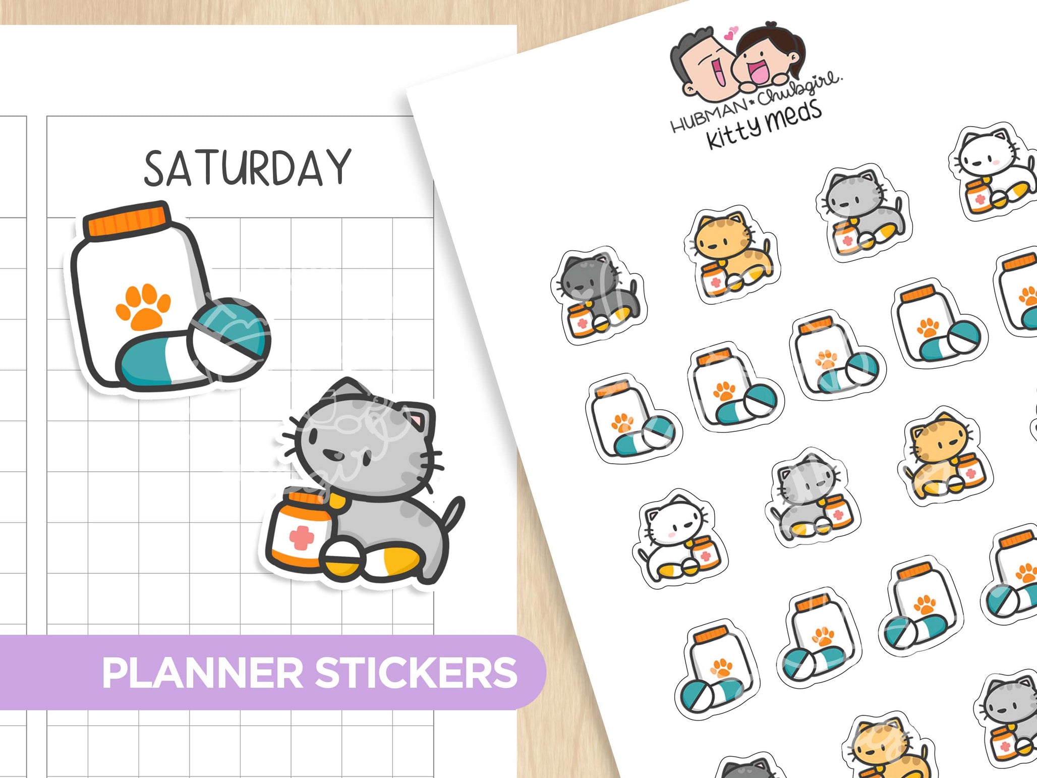 Kitty Meds Planner Stickers – Hubman and Chubgirl