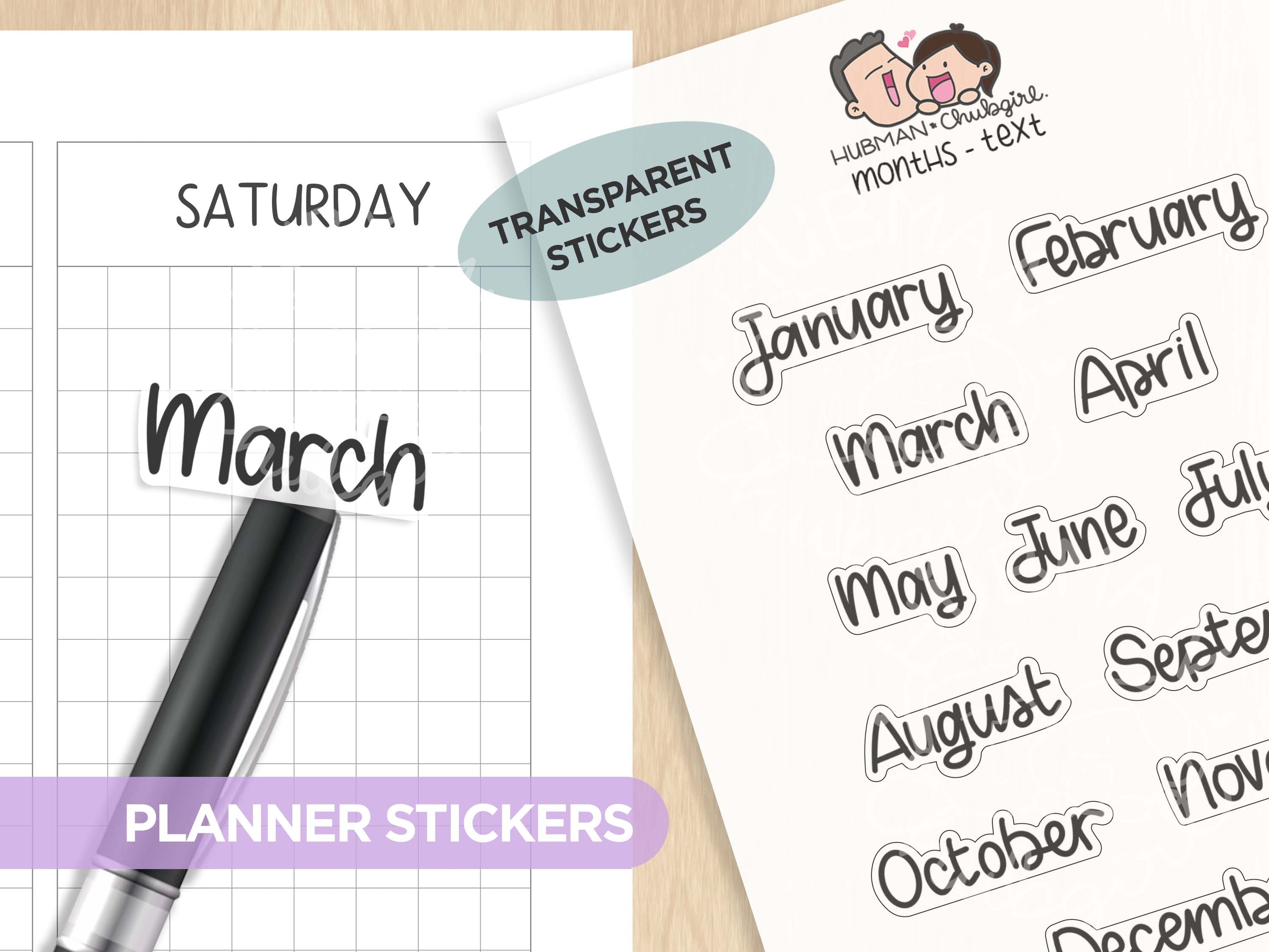 Months Text Planner Stickers - Handwritten Simple – Hubman and Chubgirl