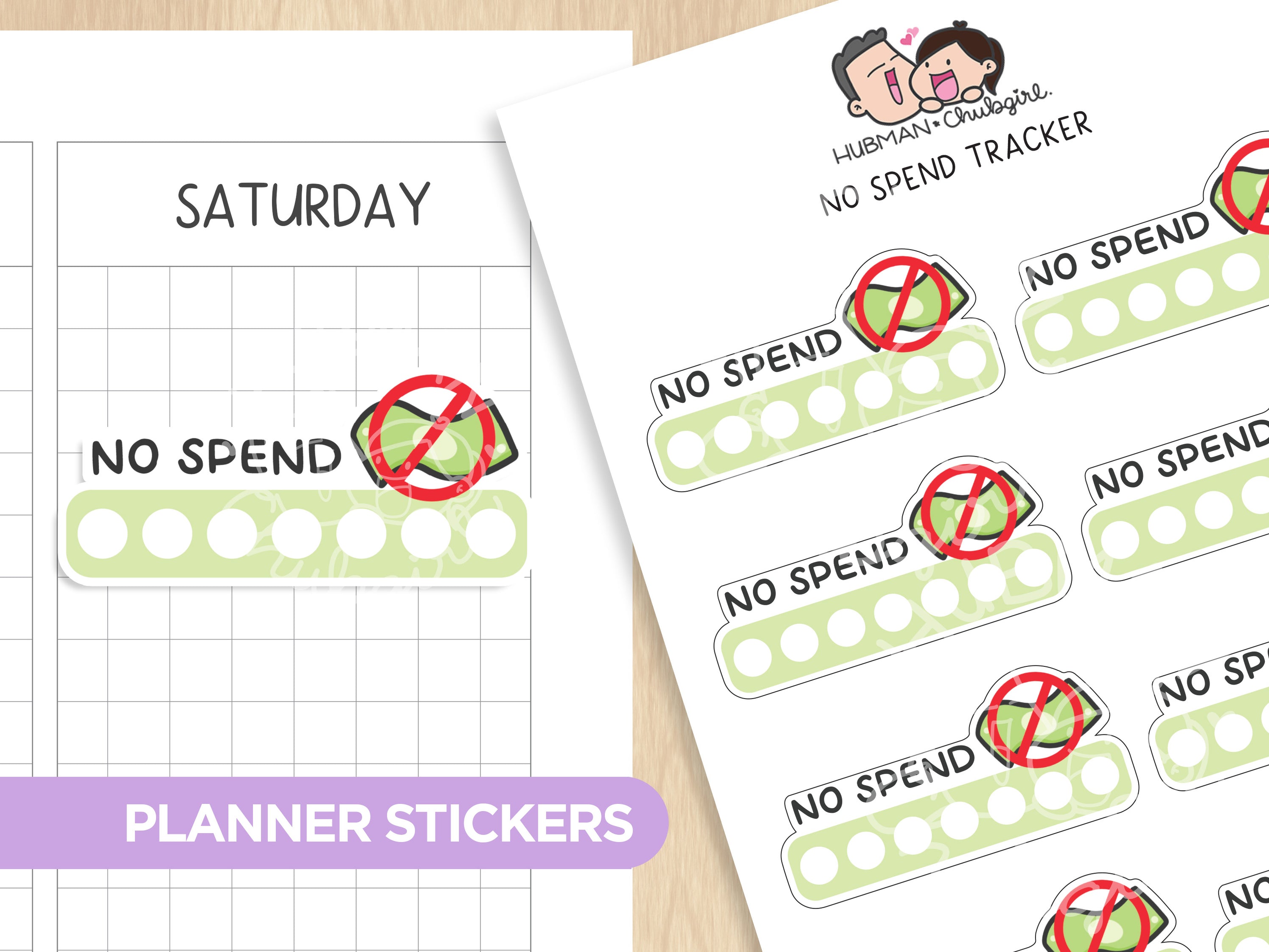No Spend Tracker Planner Stickers – Hubman and Chubgirl