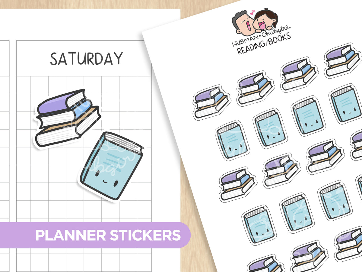 Reading / Books Planner Stickers – Hubman and Chubgirl